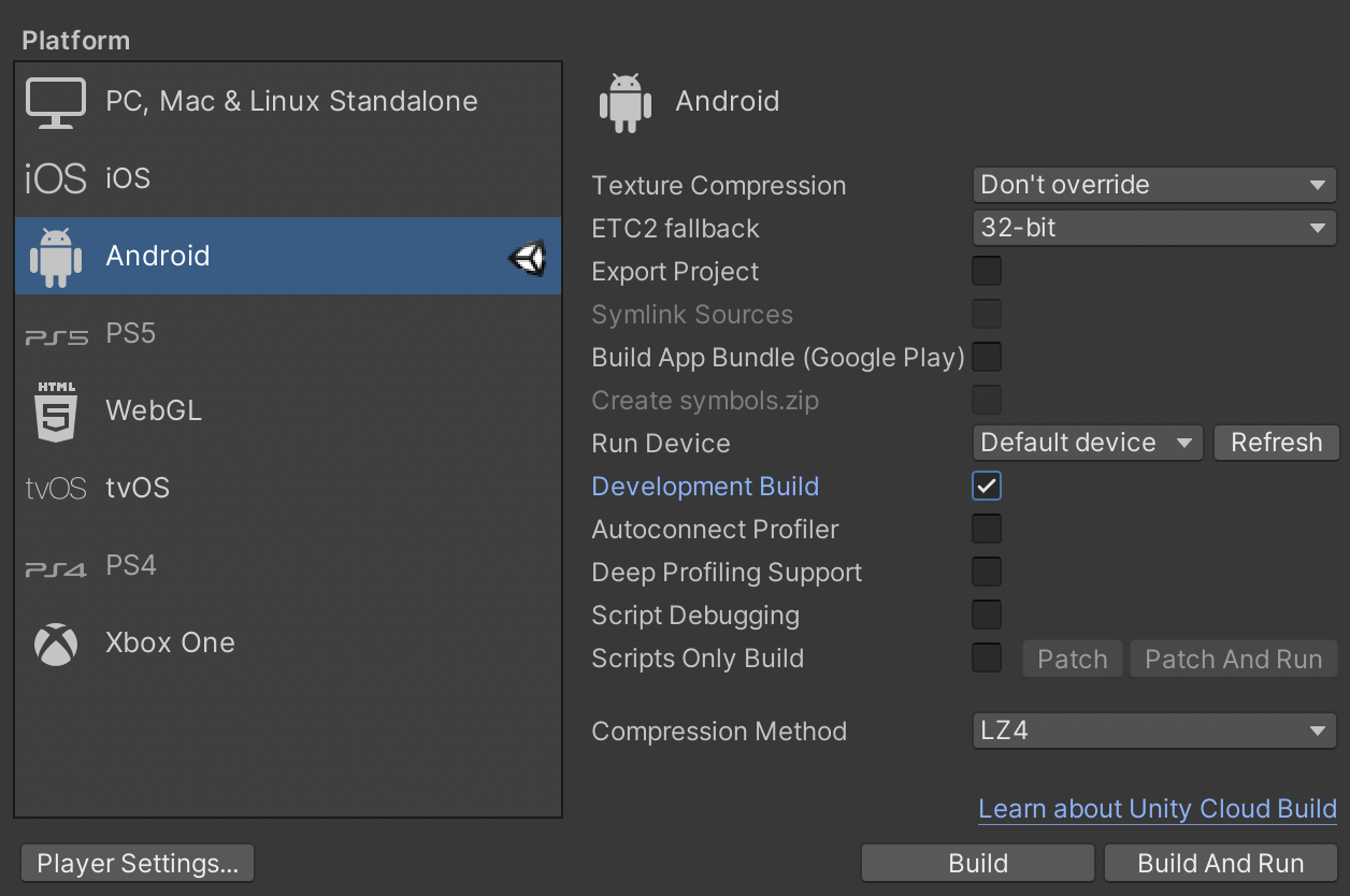 Unity android debugable でビルドするには？ » Falco Tech Blog